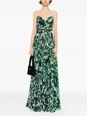 Amsale Printed Strapless Dress