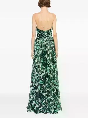 Amsale Printed Strapless Dress