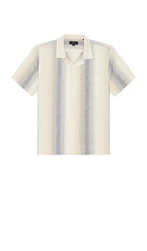 Vince Marina Stripe Short Sleeve Cabana Shirt In . Also - Blue