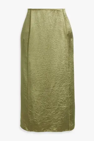 Crinkled Satin Midi Skirts