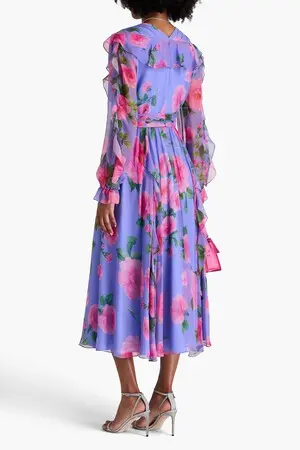 Carolina Herrera Floral-print Silk-georgette Midi Dress