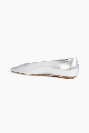 STUART WEITZMAN Lina Metallic Leather Point-toe Flats