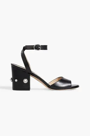 STUART WEITZMAN Allshine 75 Crystal-embellished Leather Sandals - Black