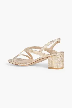 STUART WEITZMAN Oasis 50 Metallic Woven Slingback Sandals