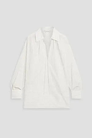 Max Mara Saletta Pinstriped Cotton And Silk-blend Blouse