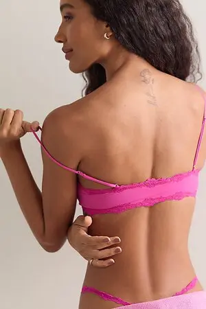 Free People Charlie Lace Microfiber V-neck Bralette - Raspberry Ice
