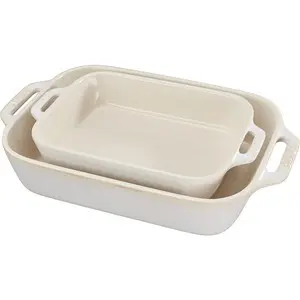 STAUB 2-piece Rectangular Baking Dish Set - Rustic Ivory