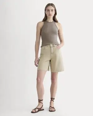 Everlane Long A-line Denim Short - Garment-dyed Tan