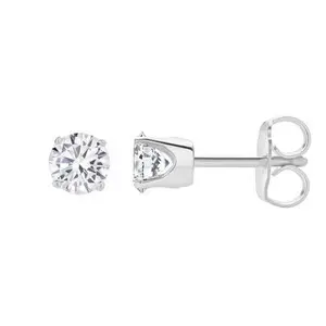 LUVMYJEWELRY 14k Gold 1.5 Ct. Lab Grown Round Solitaire Diamond Stud Earrings - 14k White Gold
