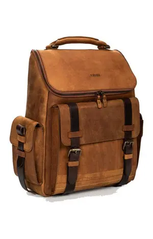 VELEZ Vintage Leather Archaeology Backpack - Brown