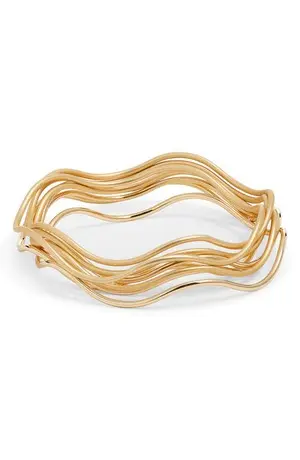 Nordstrom Set Of Eight Wavy Bangles - Gold