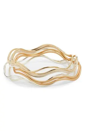 Nordstrom Set Of Eight Wavy Bangles - Goldilver