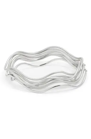 Nordstrom Set Of Eight Wavy Bangles - Silver