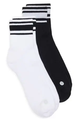 Zella Sport Quarter Socks 2-pack - White Multi