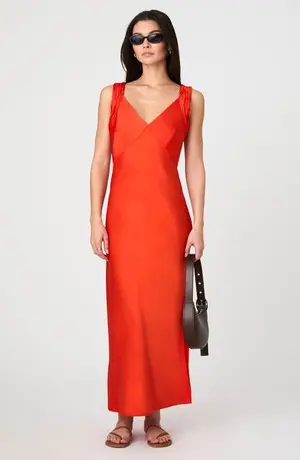 French Connection Ennis Satin Slipdress - Miami Orange