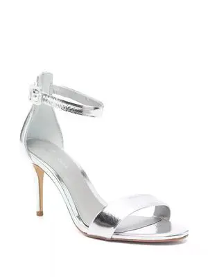 ANDREA CARRANO 90mm Leather Heeled Sandals - Silver