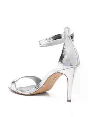ANDREA CARRANO 90mm Leather Heeled Sandals - Silver