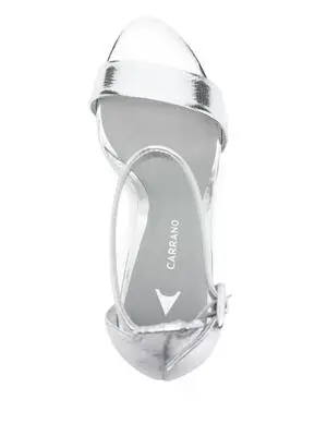 ANDREA CARRANO 90mm Leather Heeled Sandals - Silver