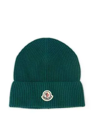 Moncler Logo-patch Beanie - Green
