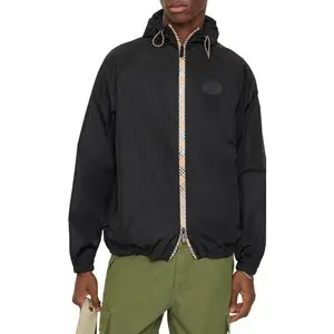Burberry Checker-tape Nylon Hooded Jacket - Black