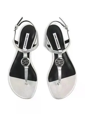 Karl Lagerfeld Logo Appliqué Sandals - Silver