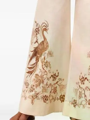 Zimmermann Embroidered Wide Leg Trousers - Neutrals