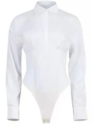 FLEUR DU MAL Poplin Button-down Bodysuit