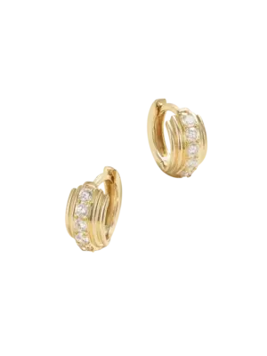 STONE AND STRAND Boulevard Diamond Hoop Earrings - Gold