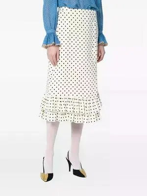 Valentino Garavani Polka Dot-print Midi Skirt - White