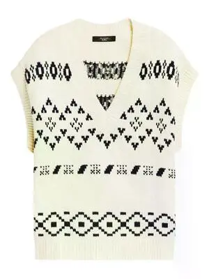 Max Mara Fair Isle Knit V-neck Vest