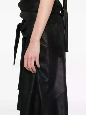Rick Owens Leather Midi Skirt - Black