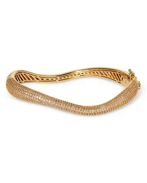 Nadri Alma Pave Wavy Bangle Bracelet - Gold