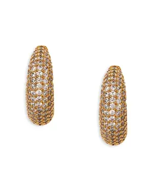 Nadri Alma Pave Dome Hoop Earrings - Gold