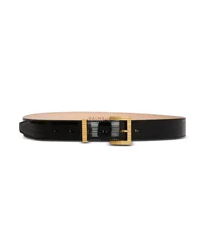 BALMAIN Striped Patent Leather Belt