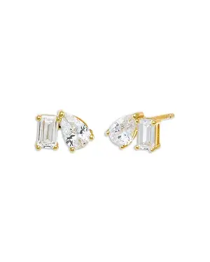 BY ADINA EDEN Cubic Zirconia Stud Earrings - Gold