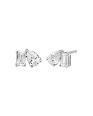 BY ADINA EDEN Cubic Zirconia Stud Earrings - Silver