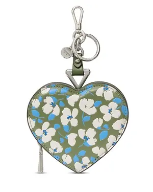 Kate Spade New York Liv Painterly Bouquet Embossed Leather Heart Coin Purse Bag Charm - Cedar Stand Multi