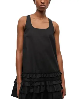 GANNI U Neck Ruffled Dress