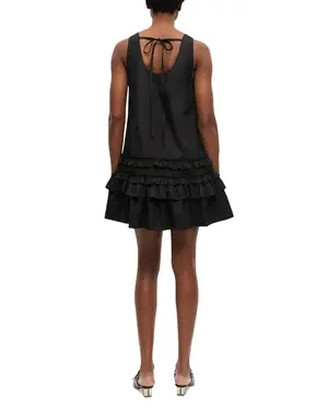 GANNI U Neck Ruffled Dress