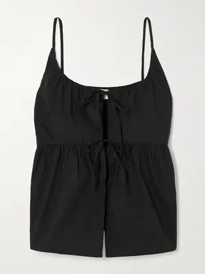 DEIJI STUDIOS Tie-detailed Organic Cotton-poplin Top