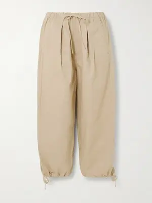 DEIJI STUDIOS Tie-detailed Slub Cotton Tapered Trousers
