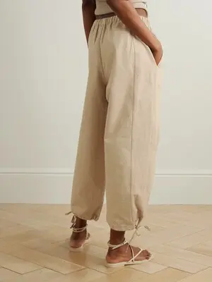 DEIJI STUDIOS Tie-detailed Slub Cotton Tapered Trousers