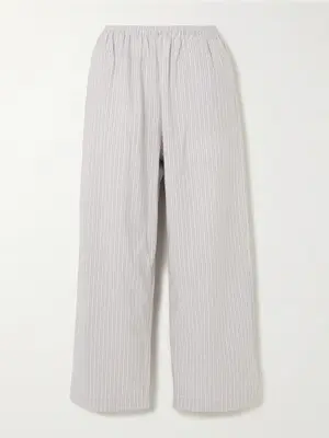 DEIJI STUDIOS Ease Striped Organic Cotton-poplin Pajama Pants - Gray