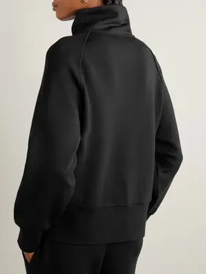 Varley Roxbury Satin-trimmed Doublesoft® Zip-up Sweatshirt - Black