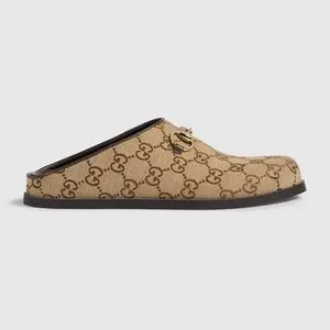 Gucci Horsebit Gg Canvas Mule - Brown