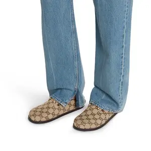 Gucci Horsebit Gg Canvas Mule - Brown