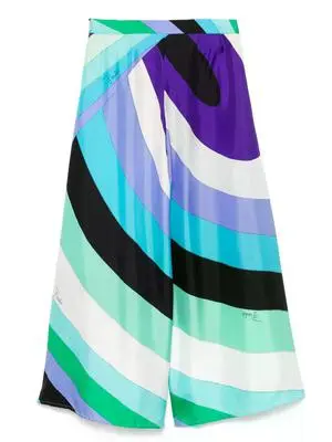 Emilio Pucci Iride-print Silk Trousers - Blue
