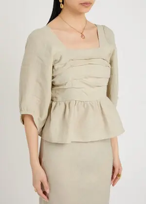 Casa Raki Idra Ruched Linen Blouse