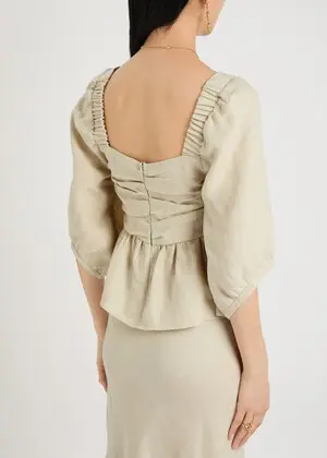 Casa Raki Idra Ruched Linen Blouse