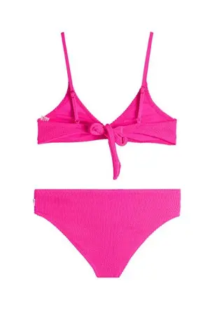 LIMEAPPLE Crinkle Triangle Bikini Swimsuit - Lipstick Pink